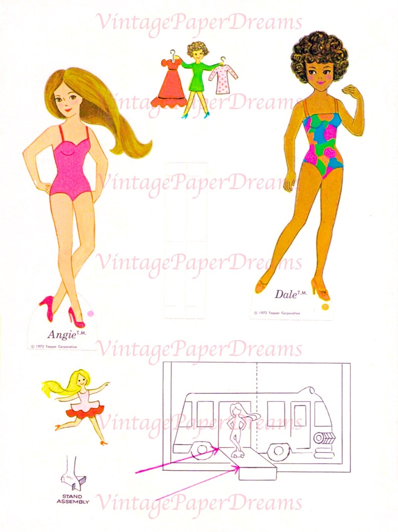 Vintage Paper Doll Printable PDF dawn Paper Doll 70s 1970s Black Paper Doll Pattern Digital ...