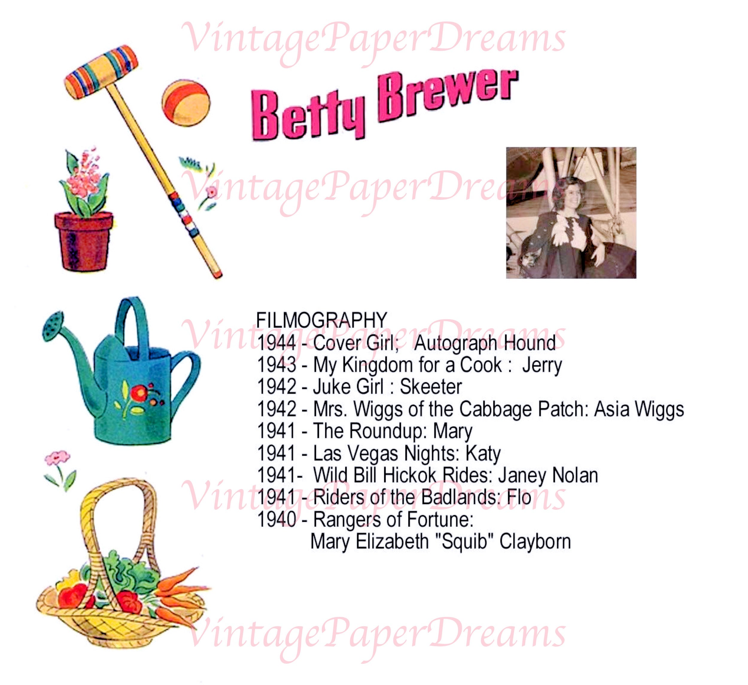 Vintage Paper Doll Printable PDF • betty Brewer Paper Doll • 40s 1940s ...