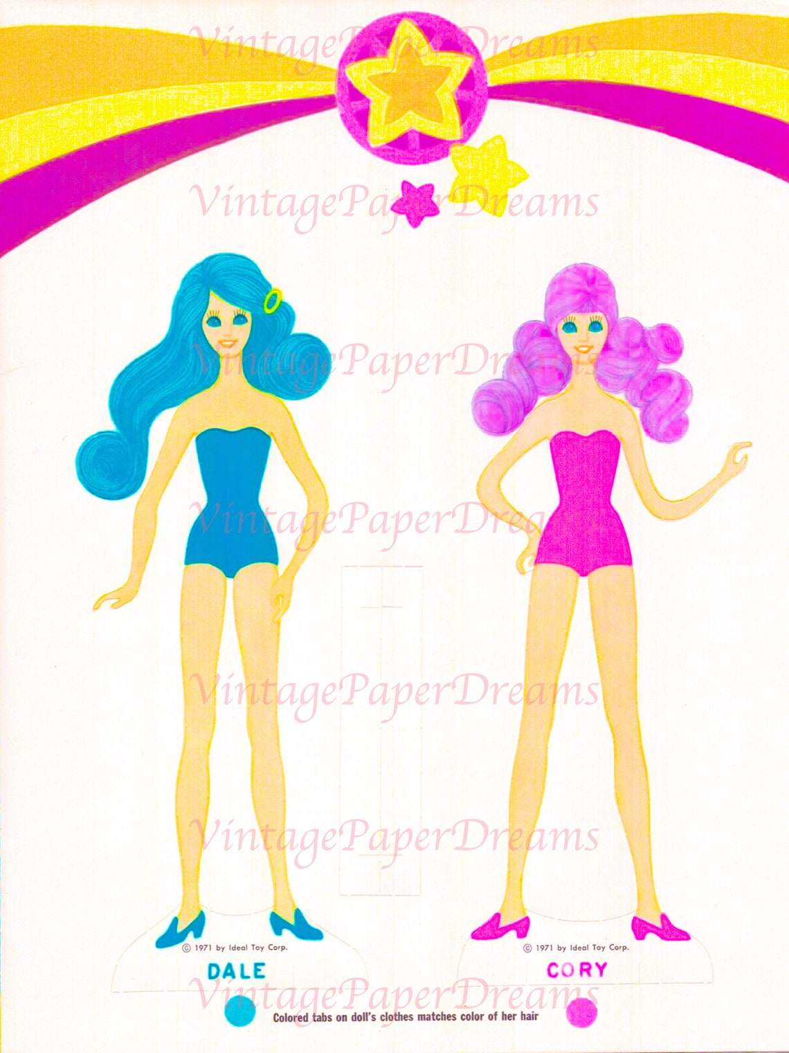 Vintage Paper Doll Printable PDF flatsy Paper Doll 70s - Etsy