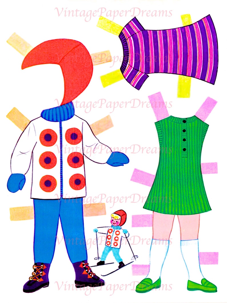 Vintage Paper Doll Printable PDF sketchy Paper Doll 70s 1970s Paper ...