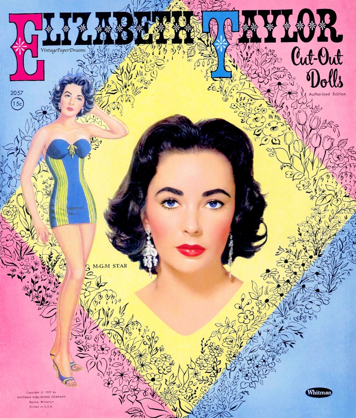 Vintage Paper Doll Printable PDF • Elizabeth Taylor Paper Doll • 50s ...
