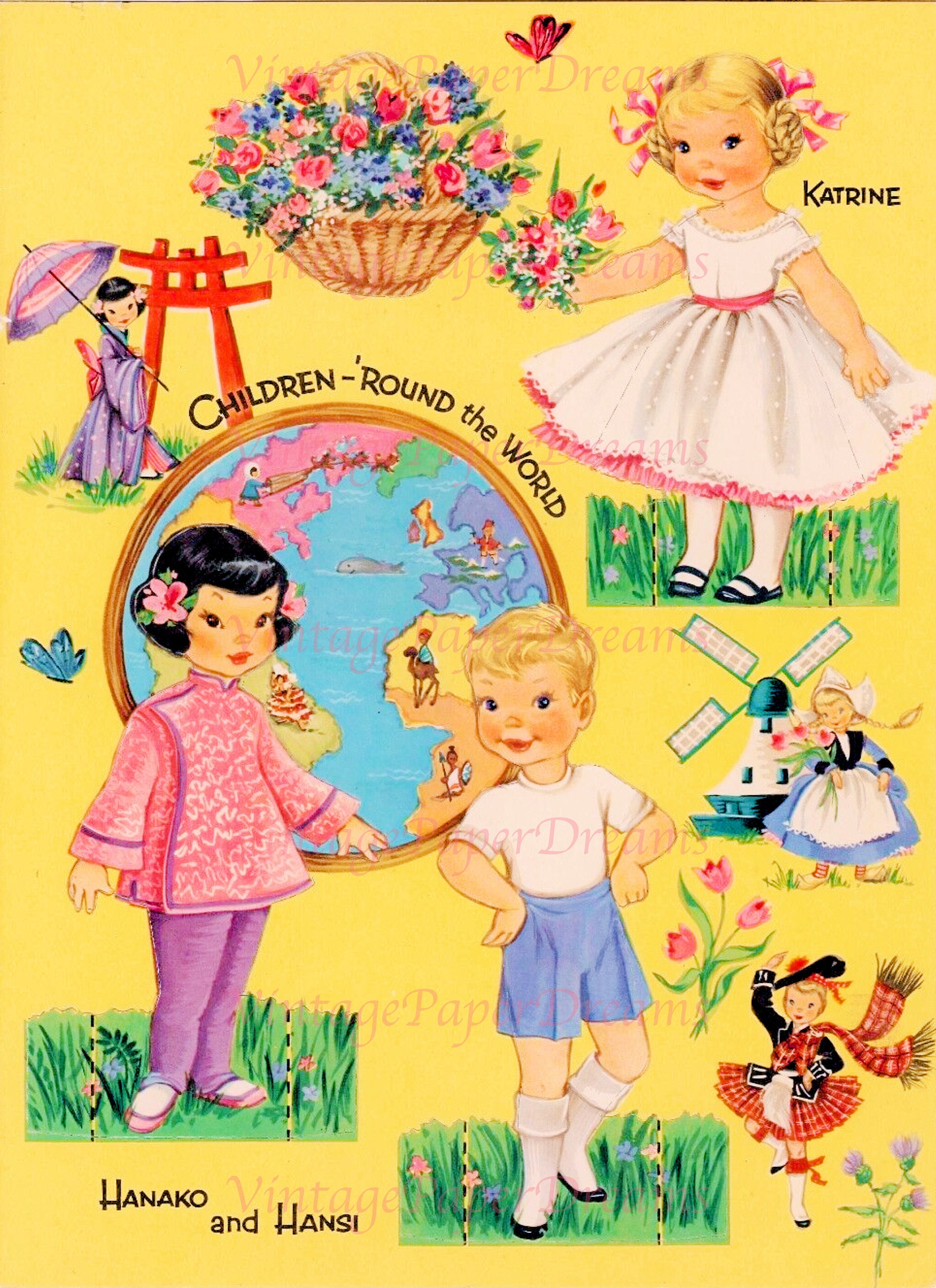 Vintage Paper Doll Printable PDF • world Children Paper Doll • 50s ...