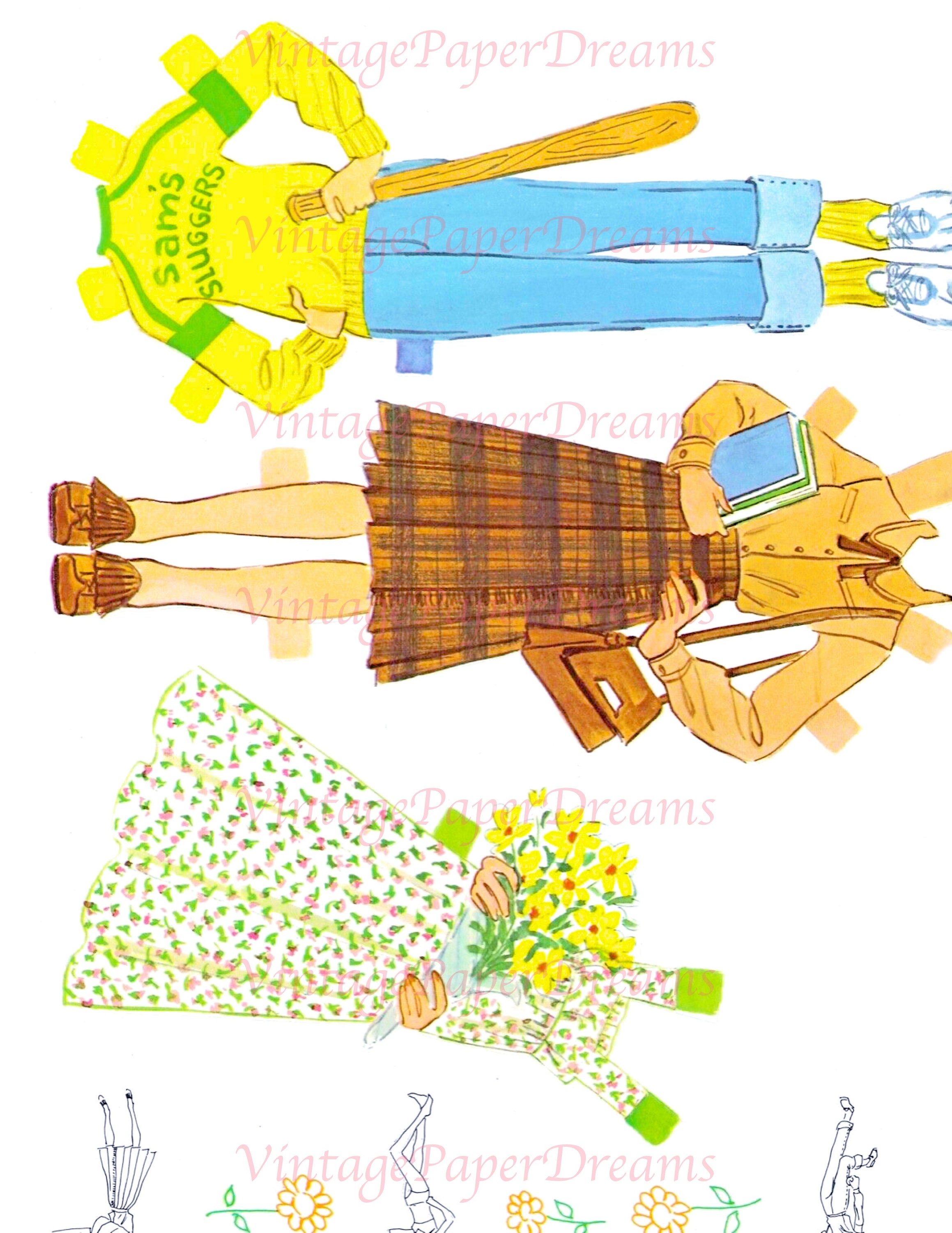 Vintage Paper Doll Printable PDF simply Sam Paper Doll 70s - Etsy