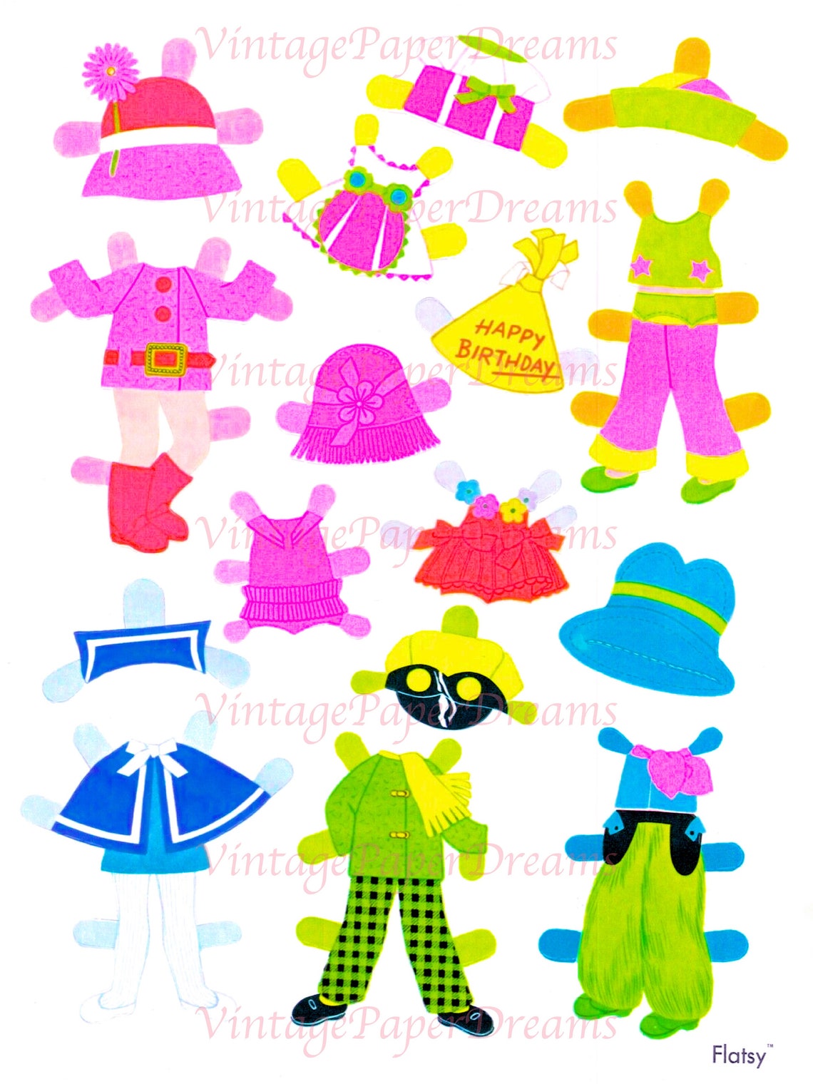 Vintage Paper Doll Printable PDF flatsy Paper Doll 70s - Etsy