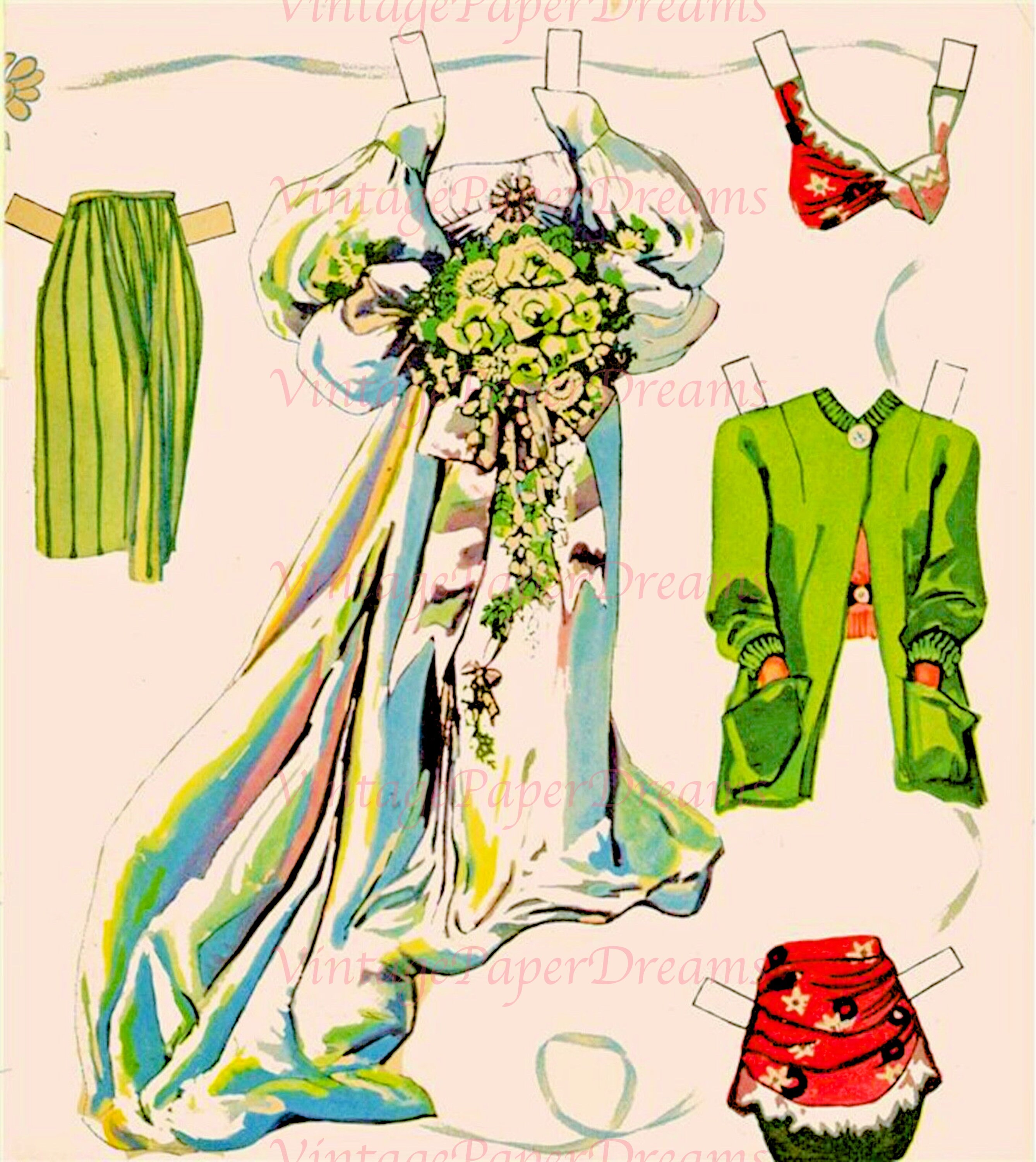 Vintage Wedding Printable PDF • wedding Party Paper Doll • 40s 1940s ...
