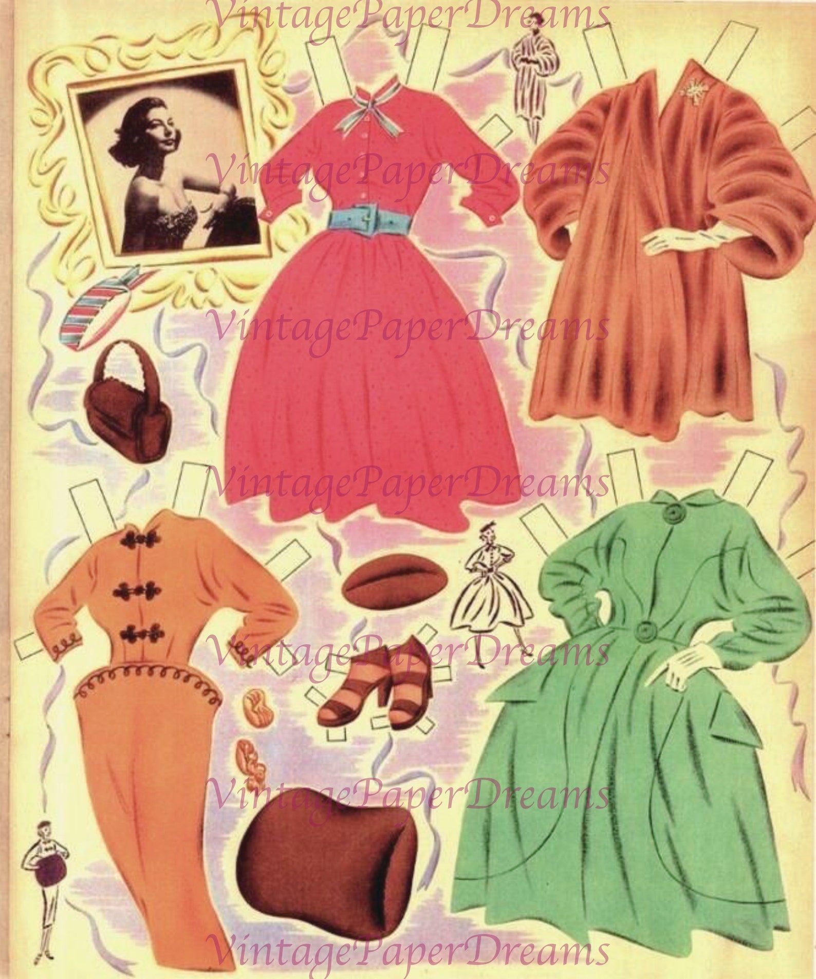 Vintage Paper Doll Printable PDF • ava Gardner Paper Doll • 1952 50s ...
