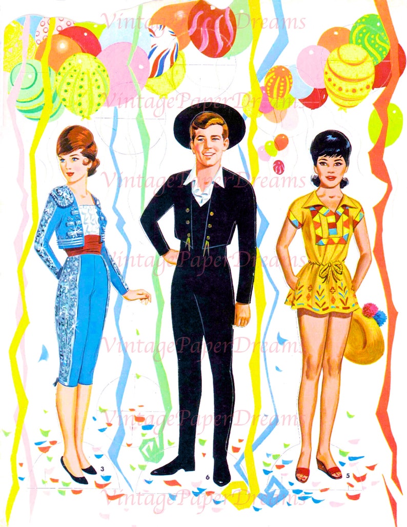 Vintage Paper Doll Printable PDF latina Paper Dolls 60s 1960s Paper ...