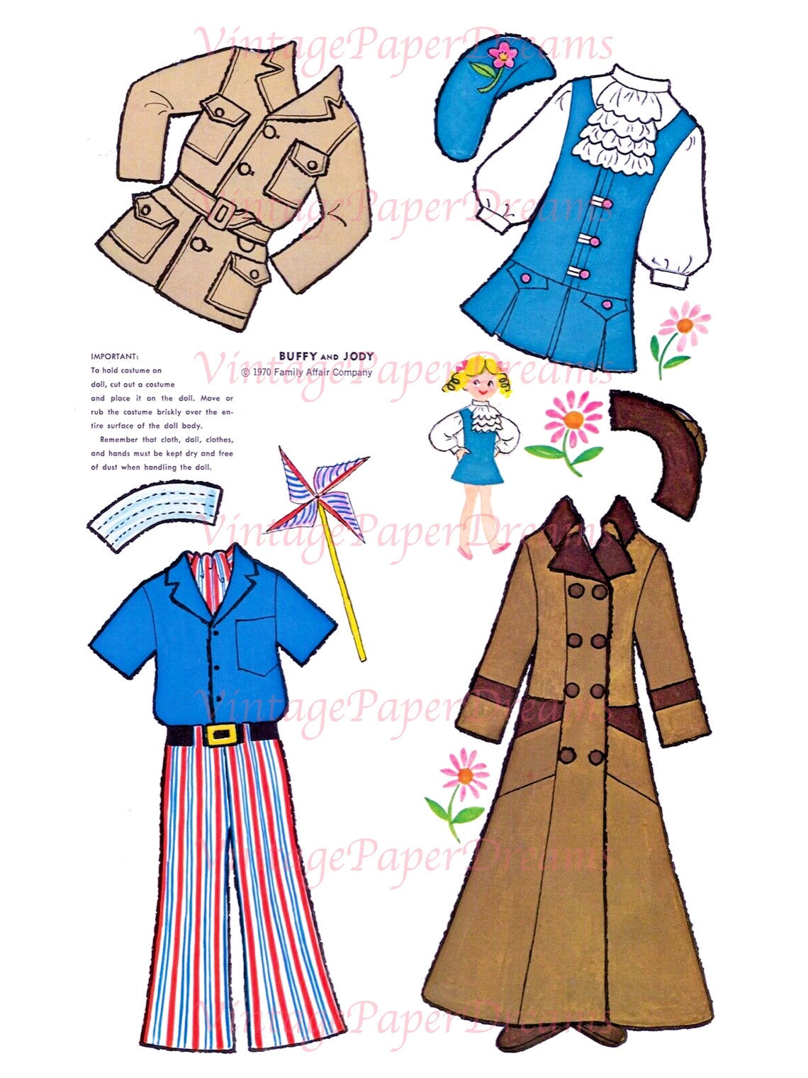 Vintage Paper Doll Printable PDF buffy & Jody Paper Doll - Etsy UK