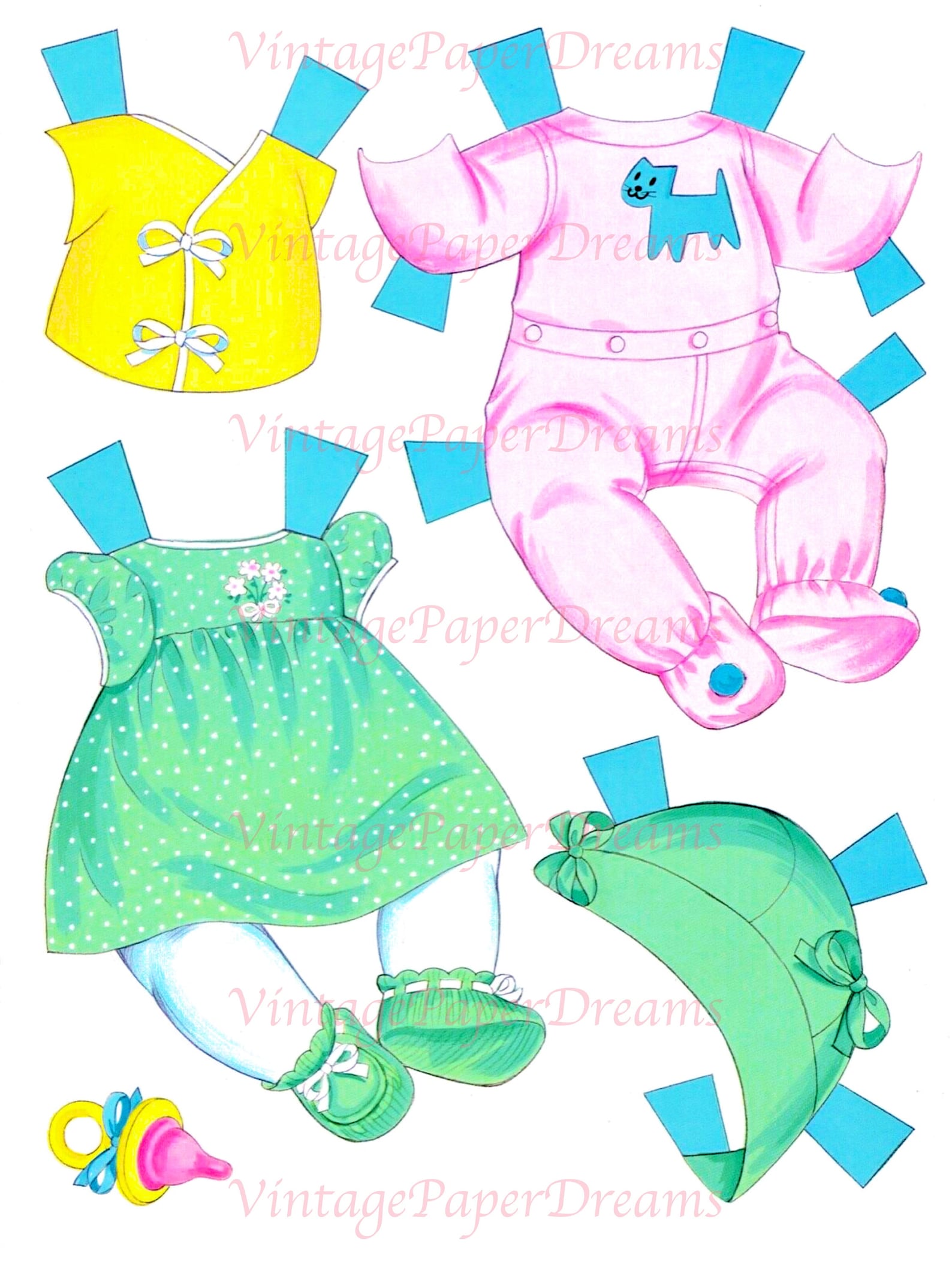 Vintage Paper Doll Printable PDF newborn Baby Paper Doll - Etsy