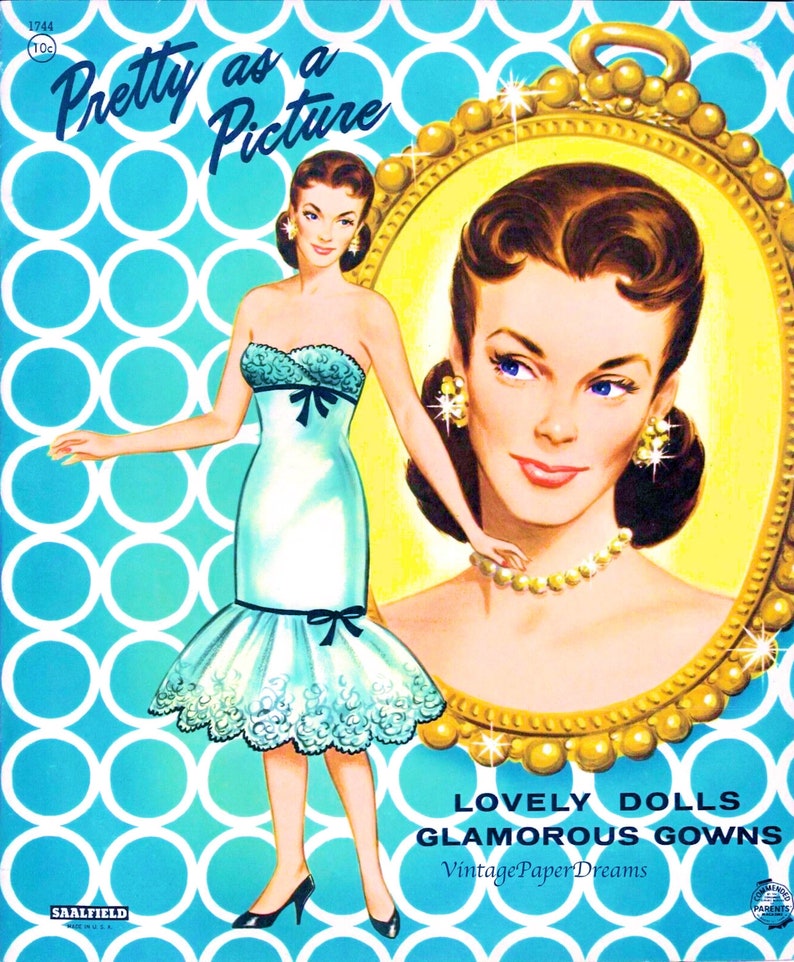Vintage Paper Doll Printable Pdf Brunette Paper Doll 50s 1950s Blonde