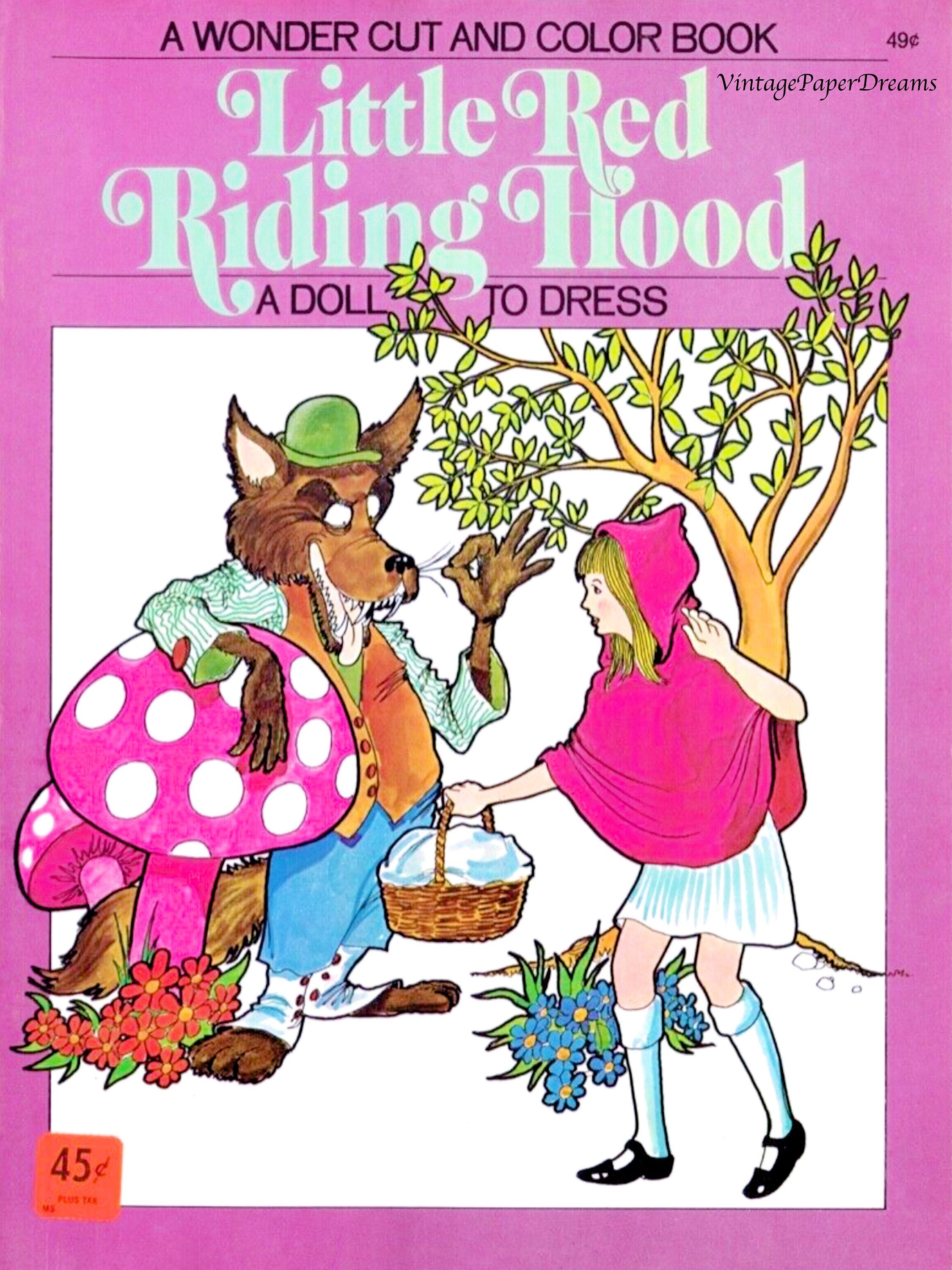 Vintage Paper Doll Printable PDF little Red Riding Hood Paper Doll 70s ...