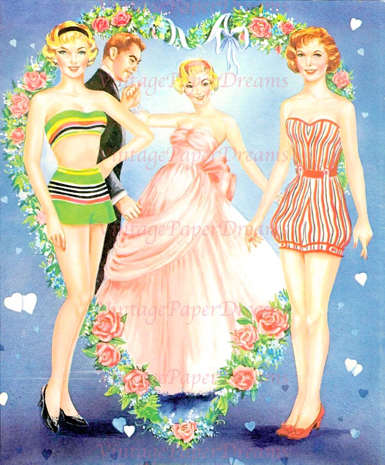 Vintage Paper Doll Printable PDF romance Paper Doll JPEG - Etsy Australia
