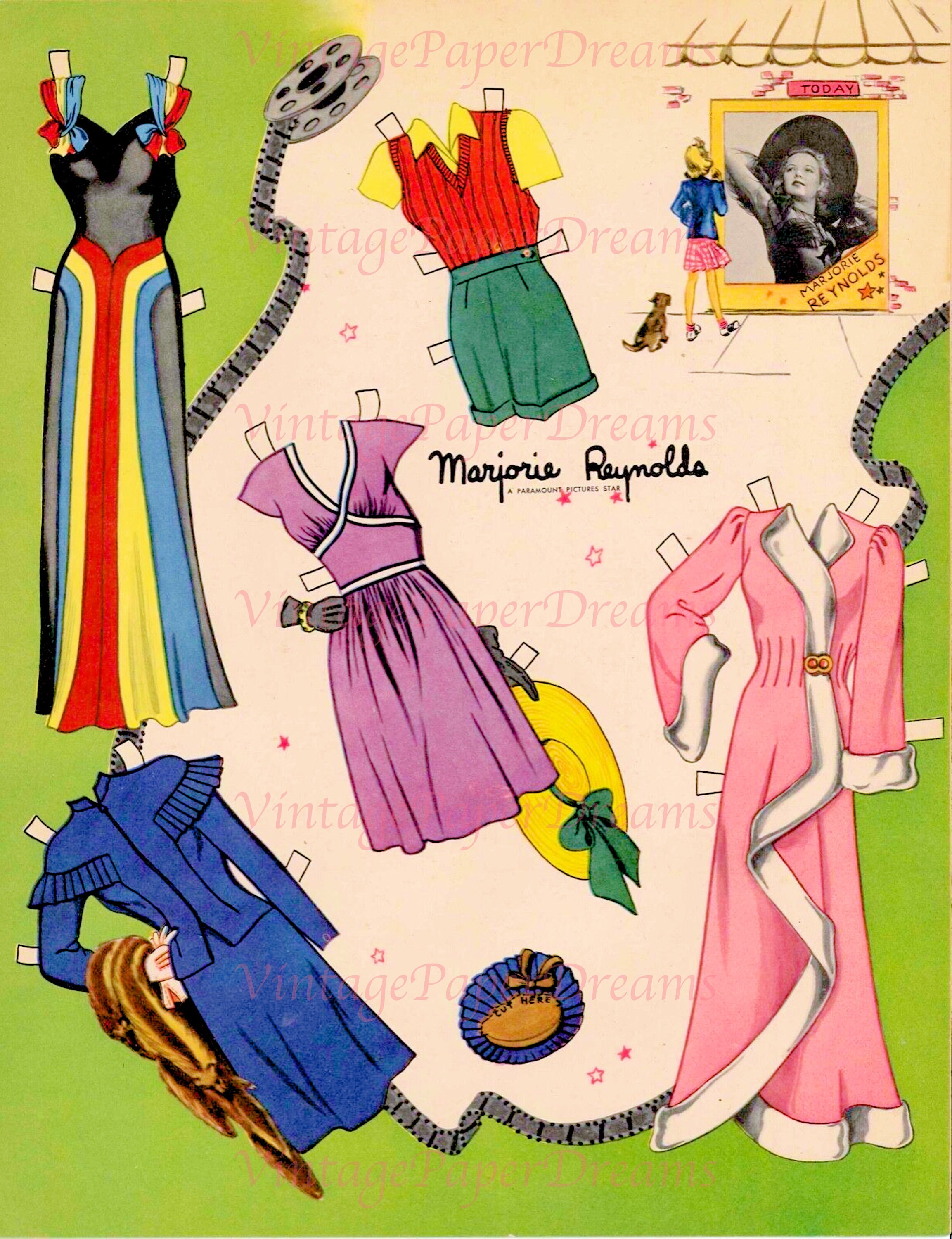 Vintage Paper Doll Printable PDF movie Starlet Paper Dolls - Etsy