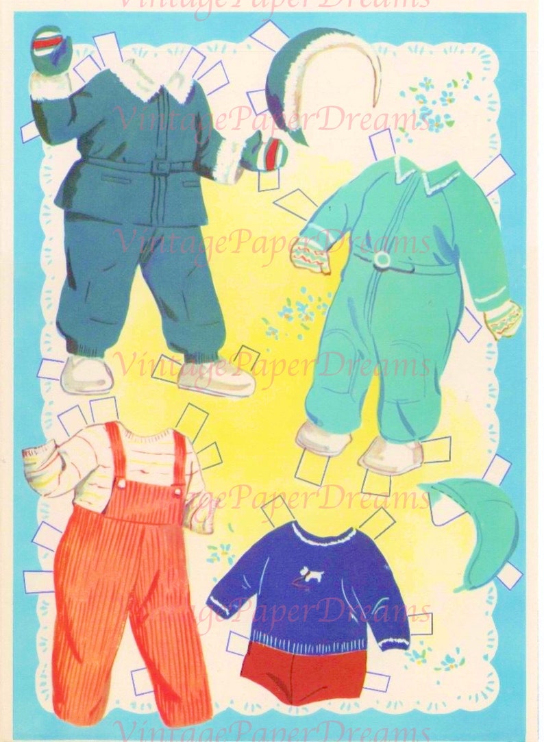 Vintage Paper Doll Printable PDF baby Sister Brother Paper - Etsy