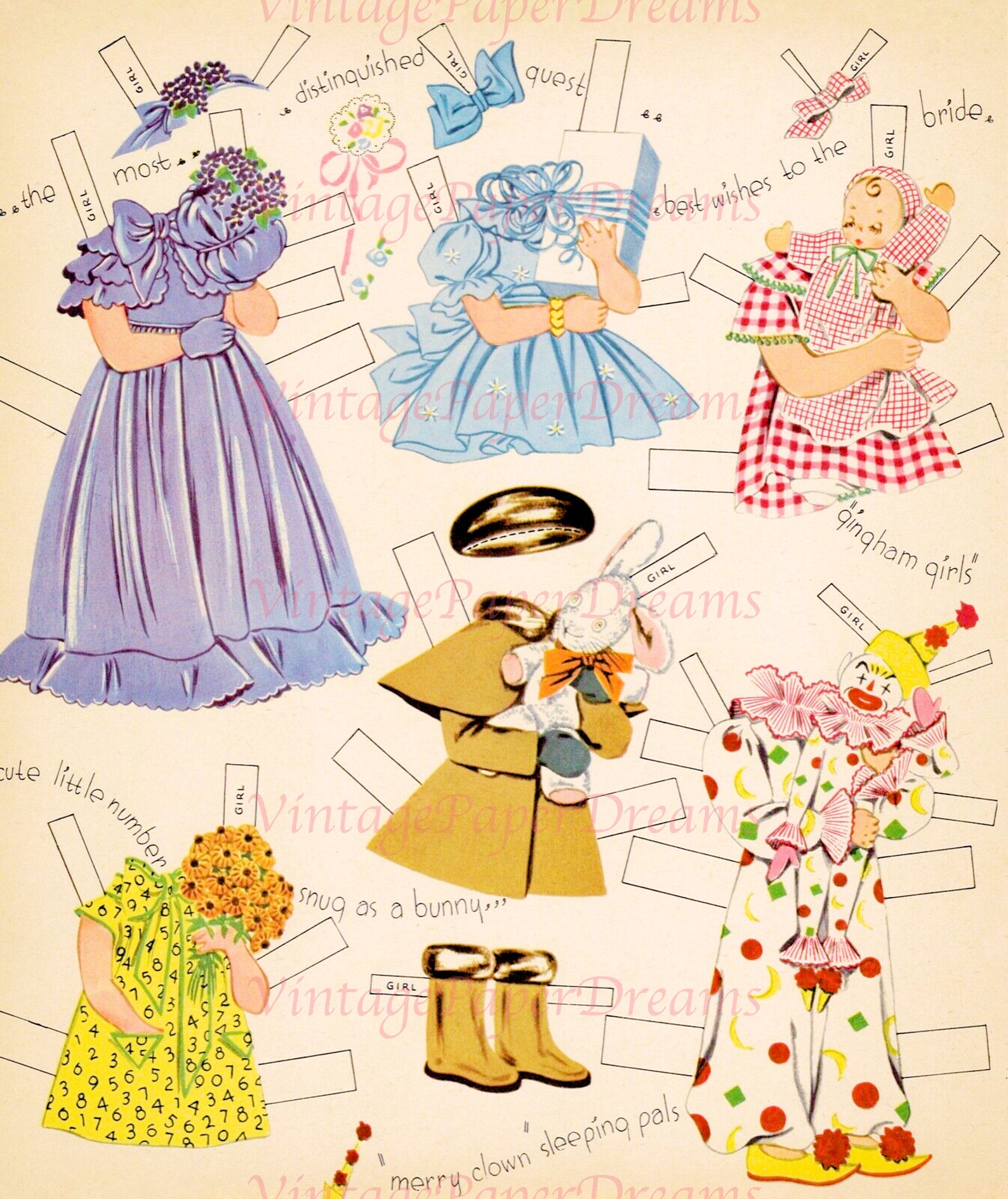 Vintage Paper Doll Printable PDF • bride Paper Doll • 50s 1950s Paper ...