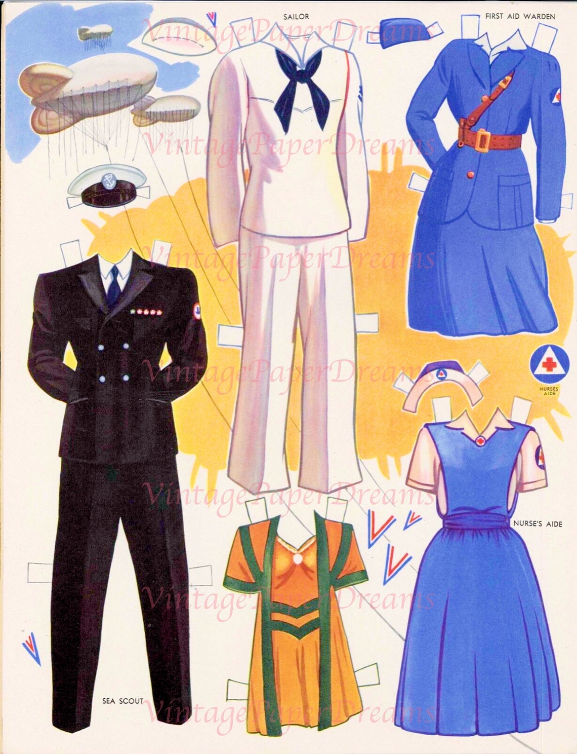 Vintage Paper Doll Printable PDF soldiers Sailors Paper - Etsy