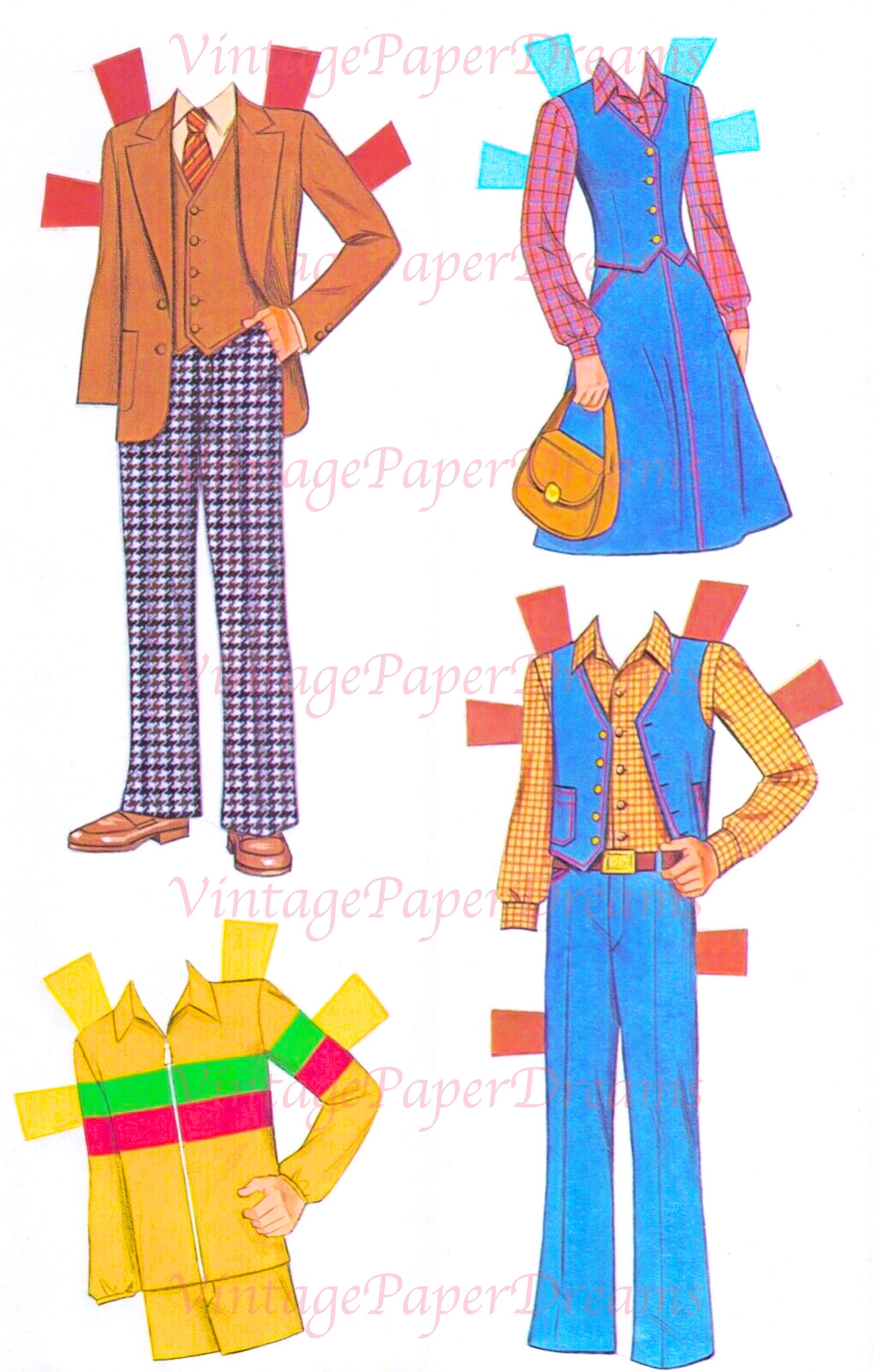 Vintage Paper Doll Printable PDF • Bride & Groom Paper Doll • 70s 1970s ...