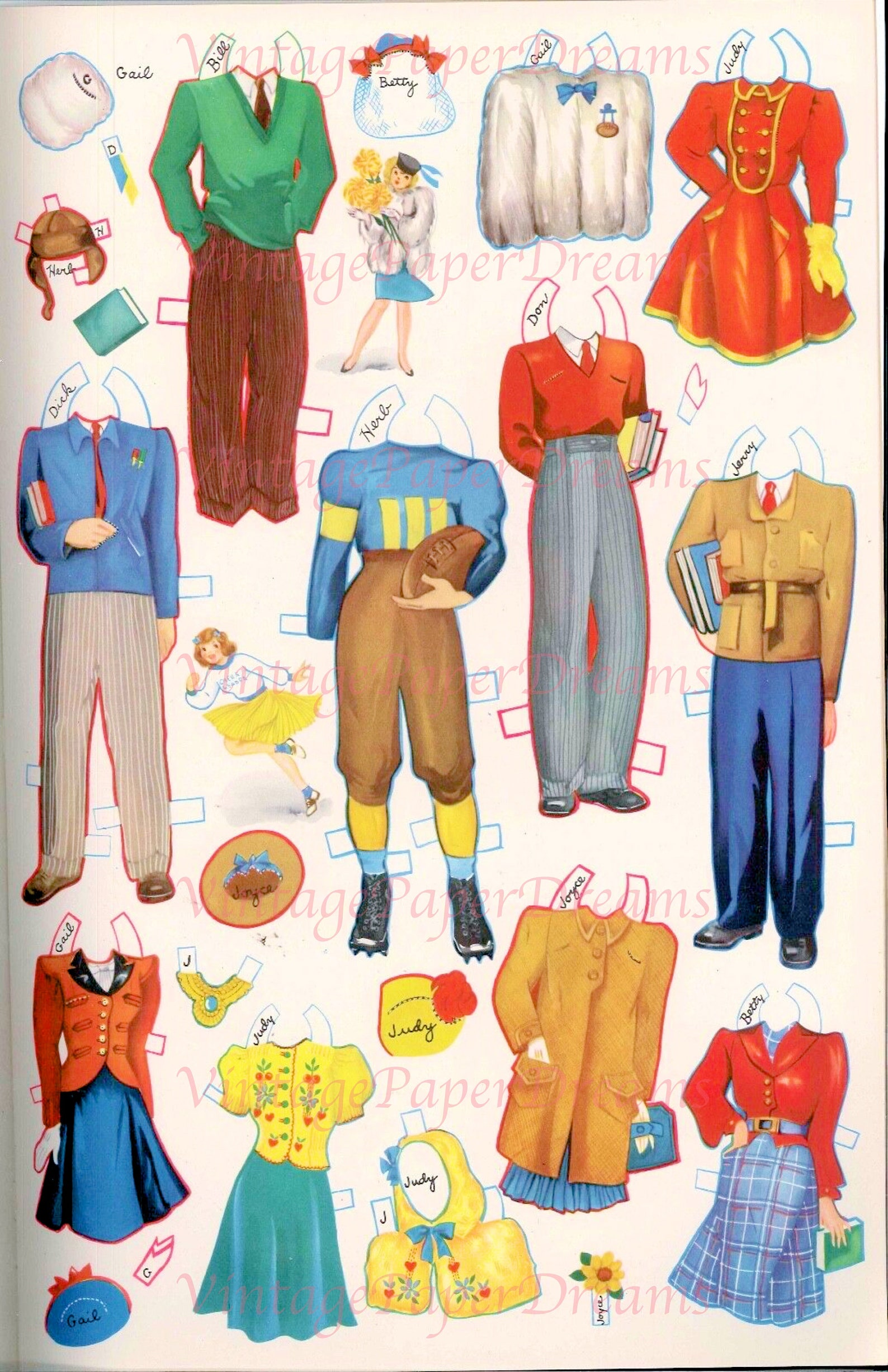 Vintage Paper Doll Printable PDF • high School Paper Dolls • 40s 1940s ...