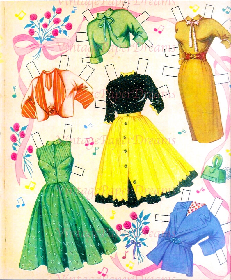 Vintage Paper Doll Printable PDF doris Day Paper Doll 1954 - Etsy