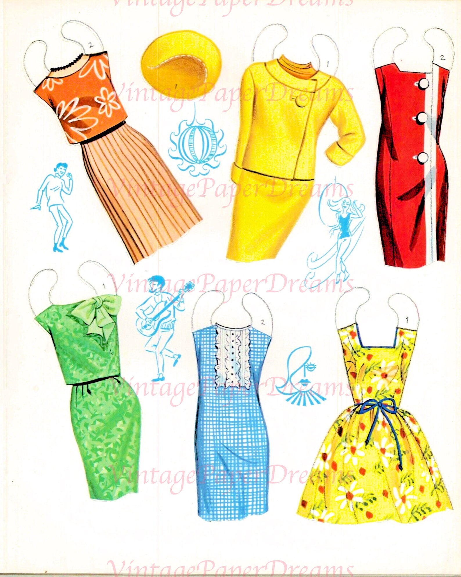 Vintage Paper Doll Printable PDF Model Paper Doll 60s 1960s Brunette ...
