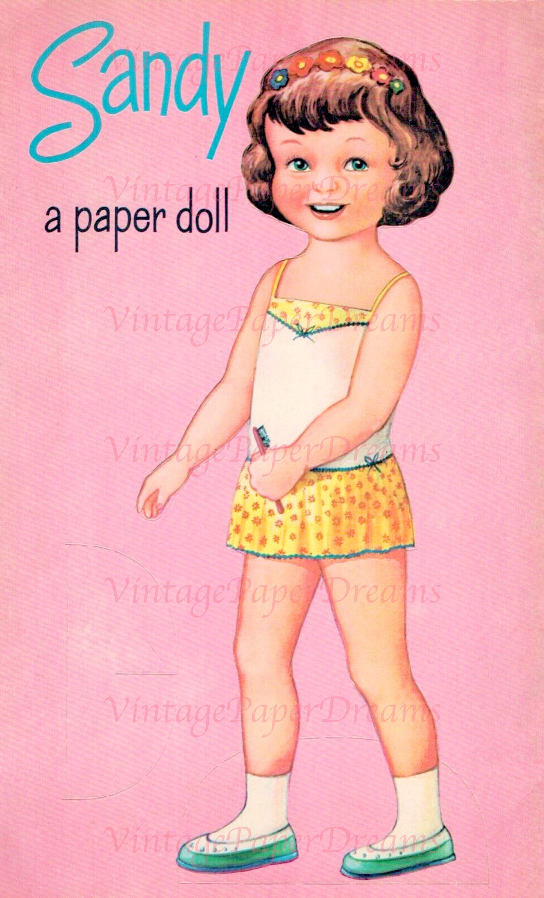 Vintage Paper Doll Printable PDF sandy Paper Doll JPEG 50s - Etsy