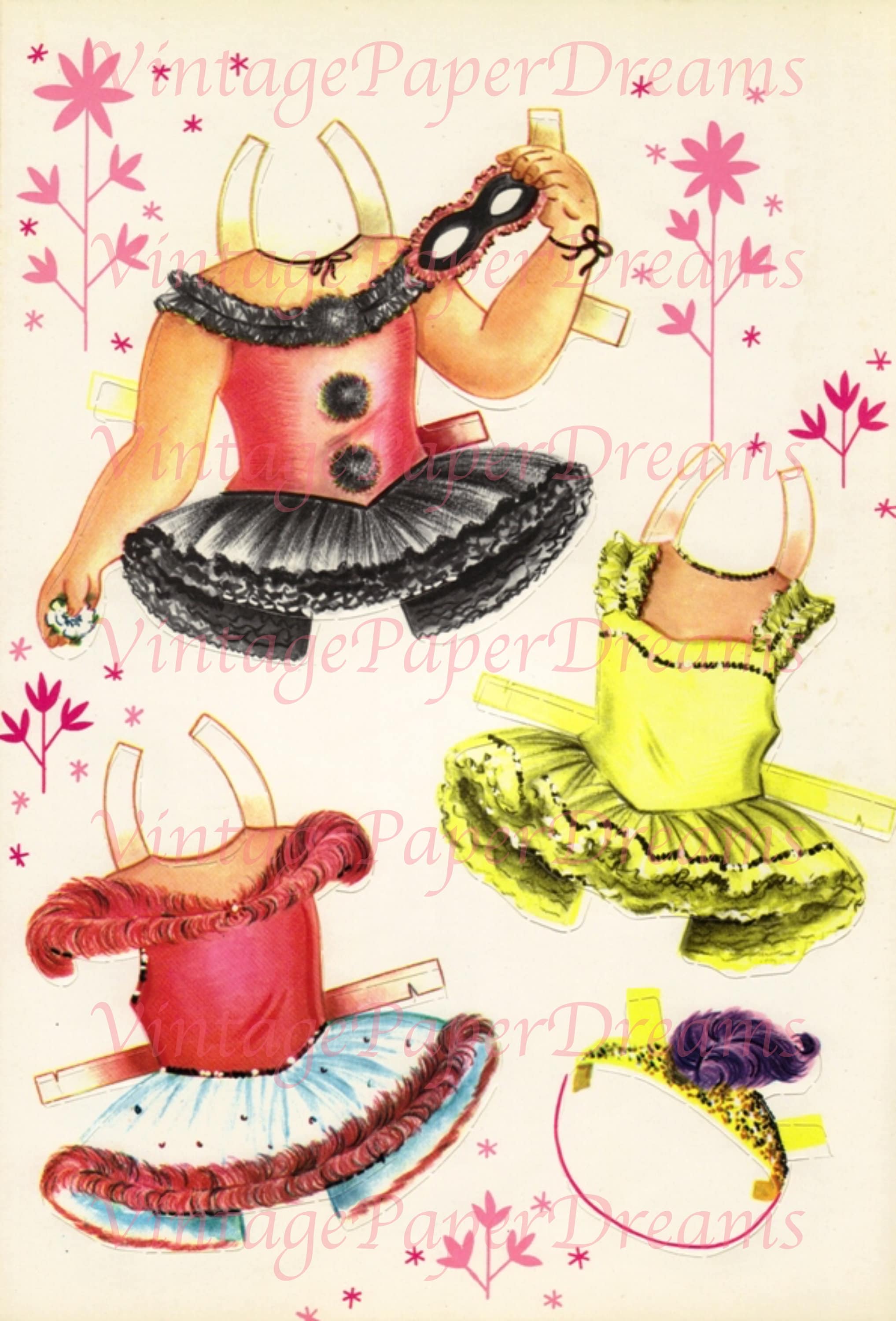 Vintage Paper Doll Printable PDF ballet Ballerina Doll 50s - Etsy