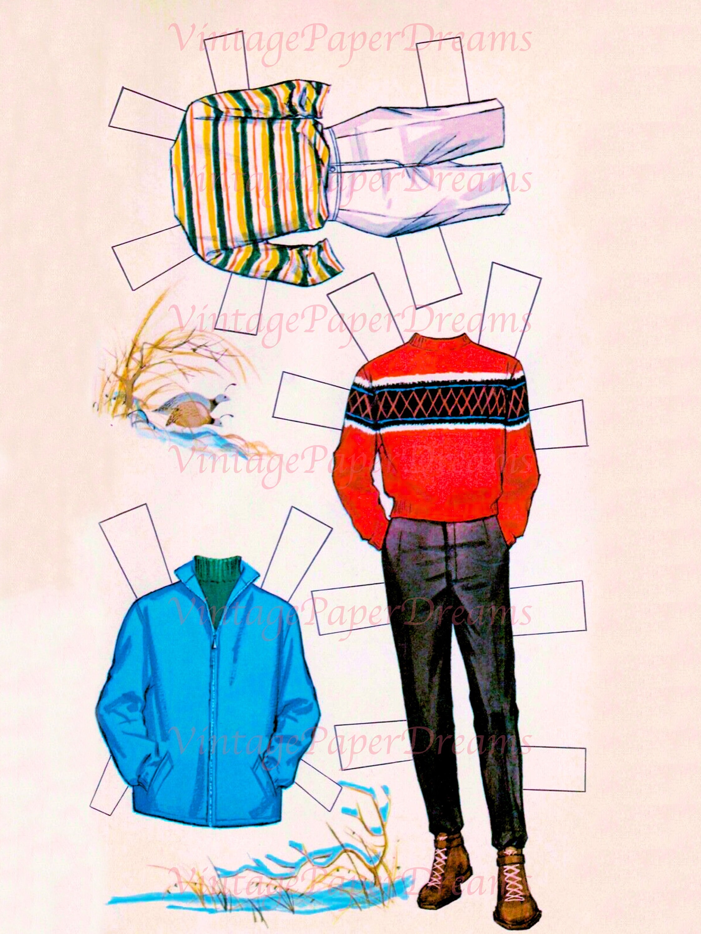 Vintage Paper Doll Printable PDF barbie Ken Paper Doll 60s 1960s Paper ...