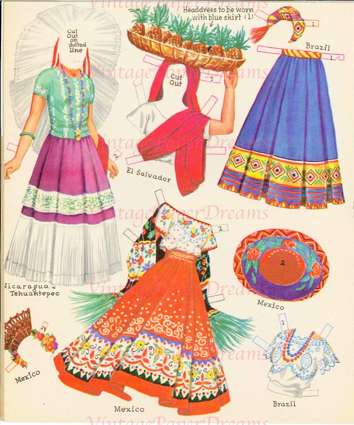 Vintage Paper Doll Printable PDF • latina Paper Dolls • 40s 1940s Paper ...