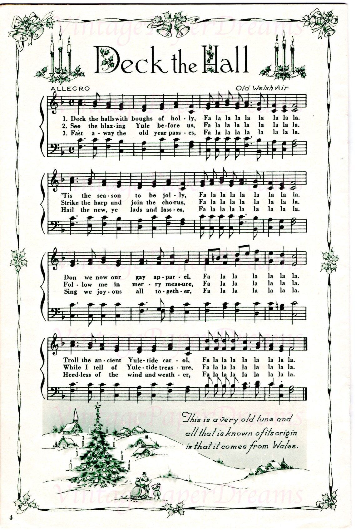 Vintage Printable Christmas Carol Sheet Music PDF • Traditional Advent ...