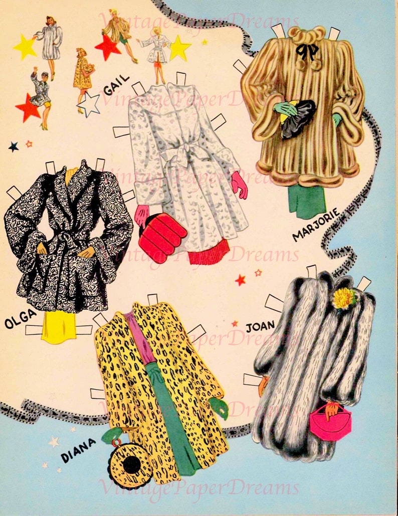 Vintage Paper Doll Printable PDF movie Starlet Paper Dolls - Etsy