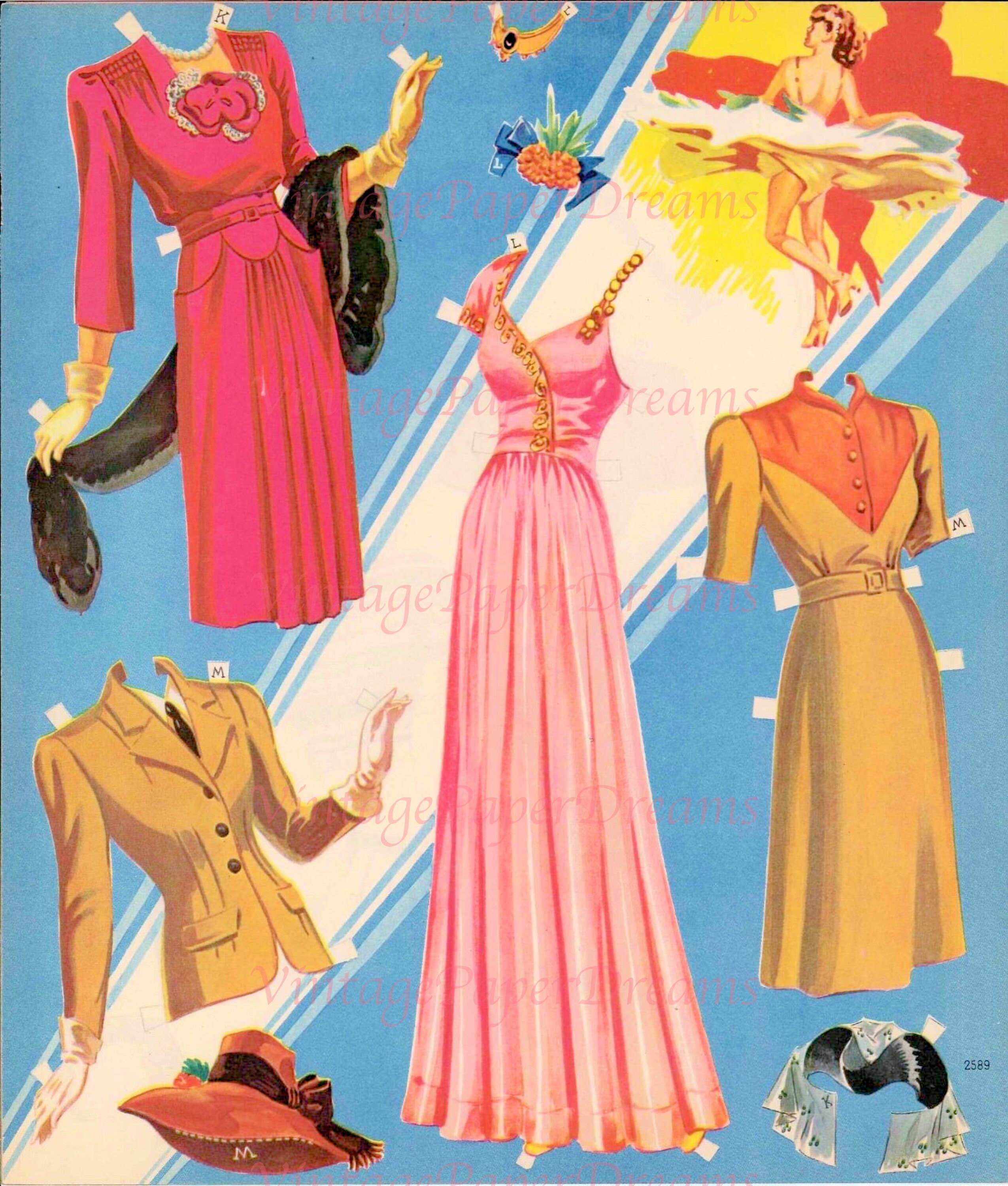 Vintage Paper Doll Printable PDF lovely Lady Paper Doll 40s 1940s Paper ...