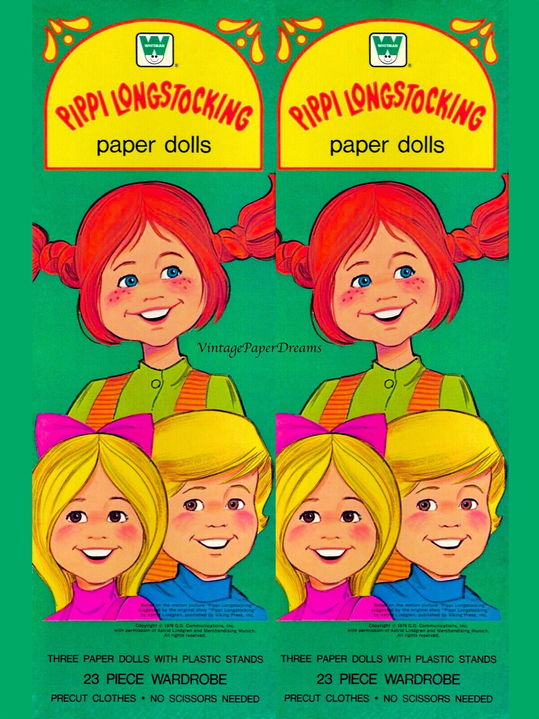 Vintage Paper Doll Printable PDF • pippi Longstocking Paper Doll • 70s ...