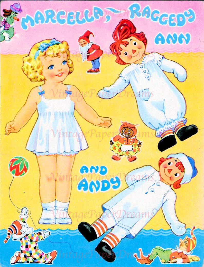 Vintage Paper Doll Printable PDF raggedy Ann Andy Paper - Etsy
