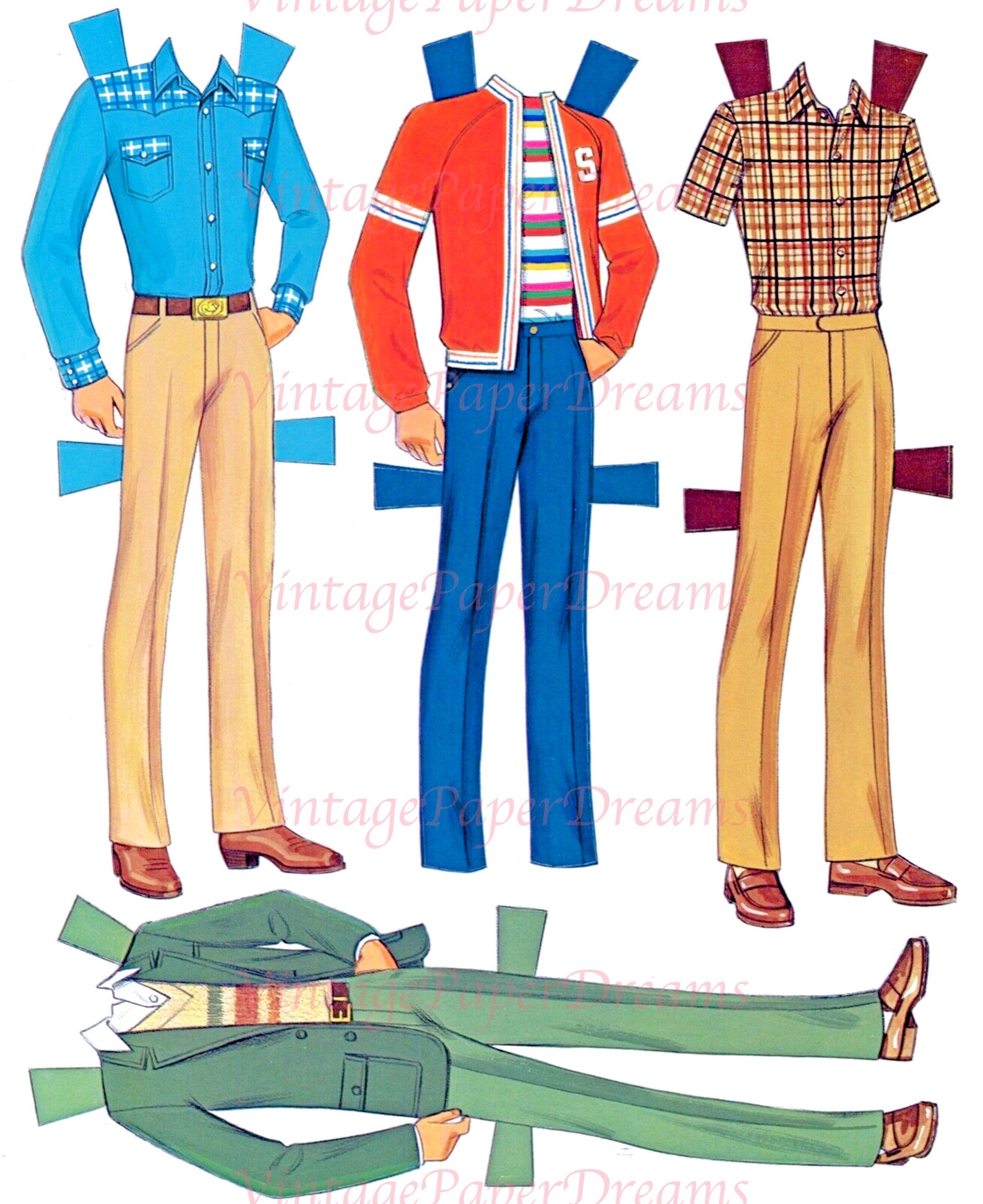 Vintage Paper Doll Printable PDF • Starr + Shaun Paper Doll • 80s 1980s ...