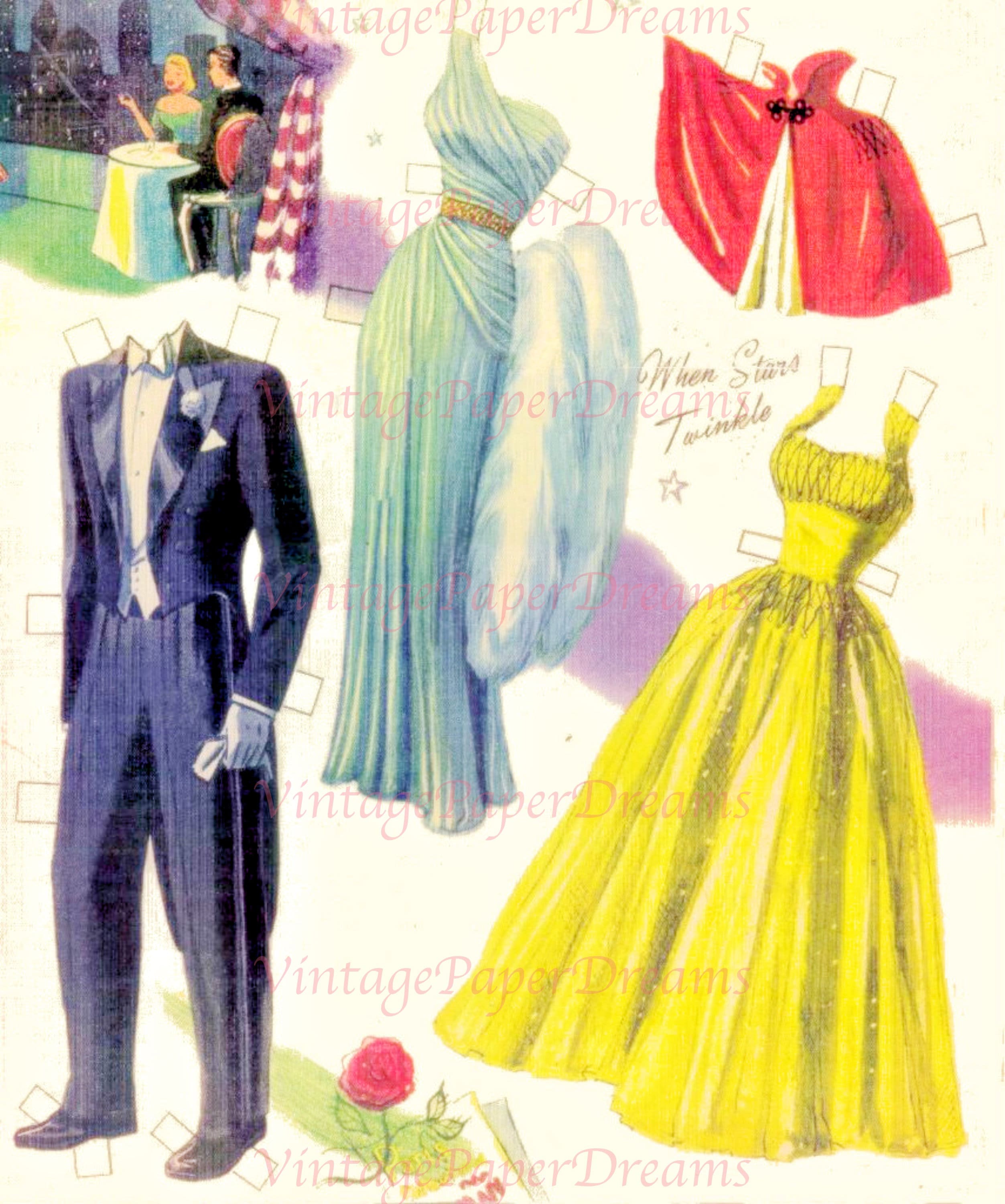 Vintage Paper Doll Printable PDF fashion Model Paper Dolls - Etsy