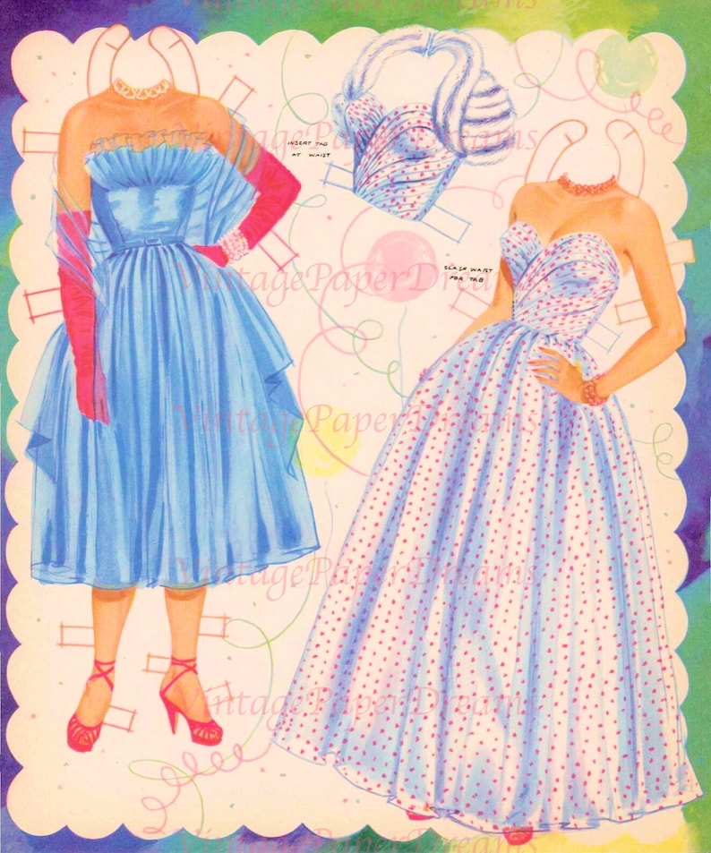 Vintage Paper Doll Printable PDF holiday Paper Dolls 50s 1950s Paper ...