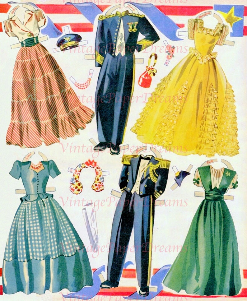 Vintage Paper Doll Printable PDF soldiers and Sailors Paper - Etsy