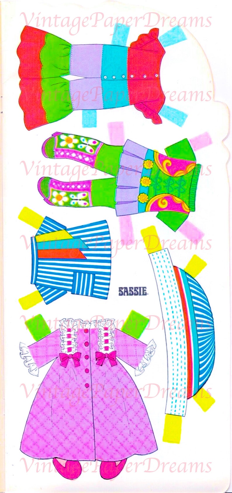 Vintage Paper Doll Printable PDF sassie Paper Doll 70s 1970s Paper Doll ...