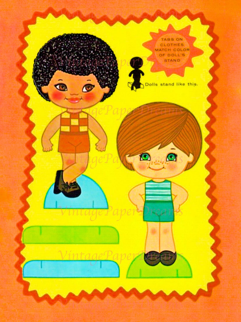 Vintage Paper Doll Printable PDF girl Paper Dolls 70s - Etsy