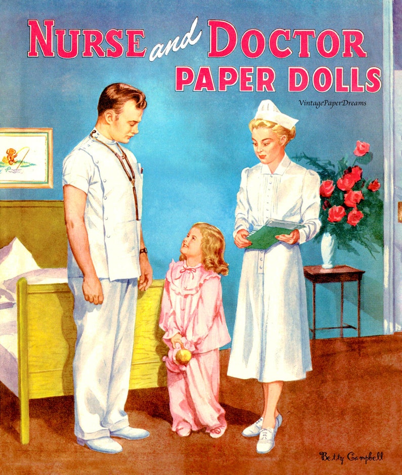 Vintage Paper Doll Printable PDF Nurse Doctor Paper Dolls 40s 1940s ...