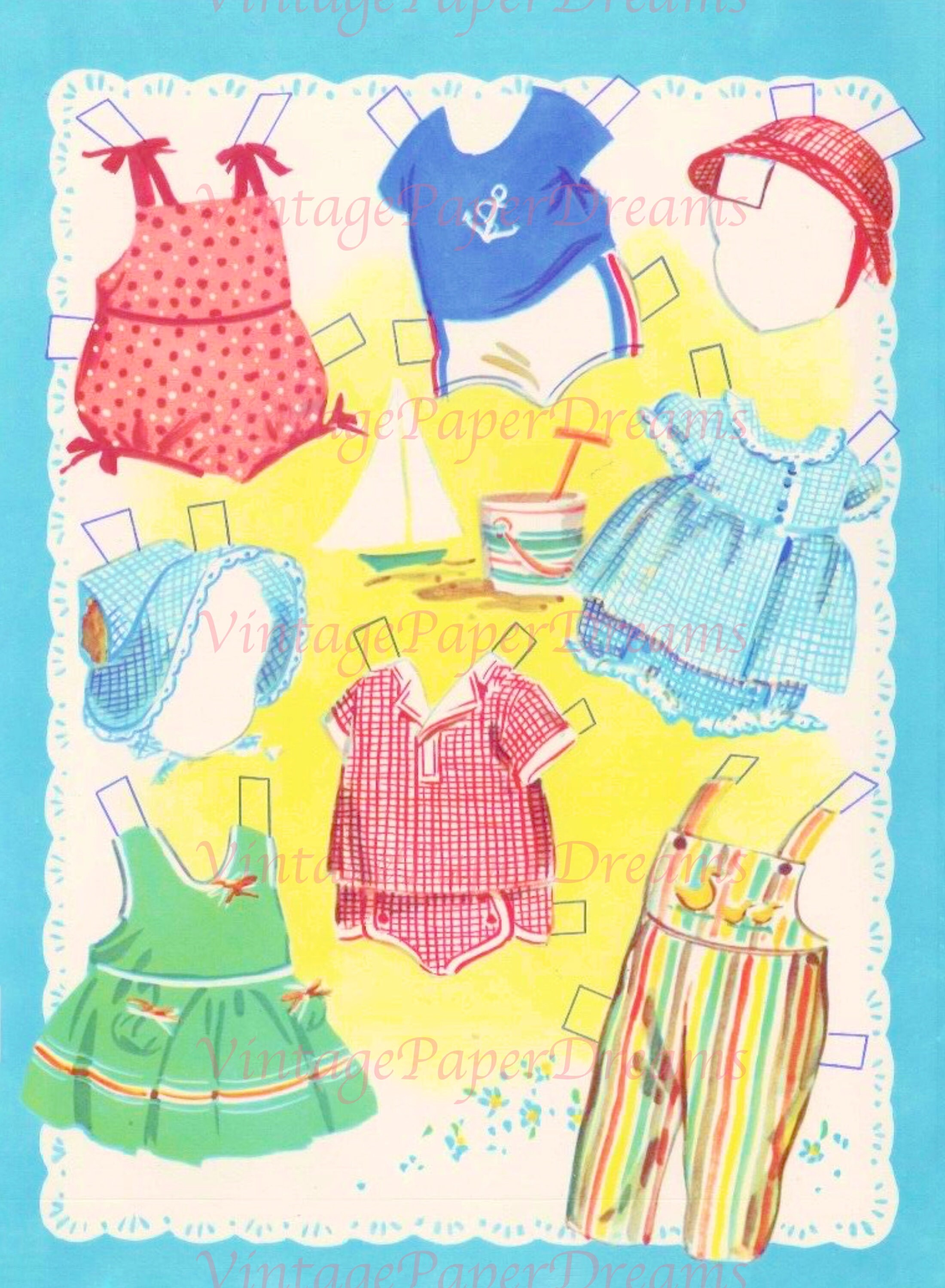 Vintage Paper Doll Printable PDF baby Sister Brother Paper Doll 50s ...