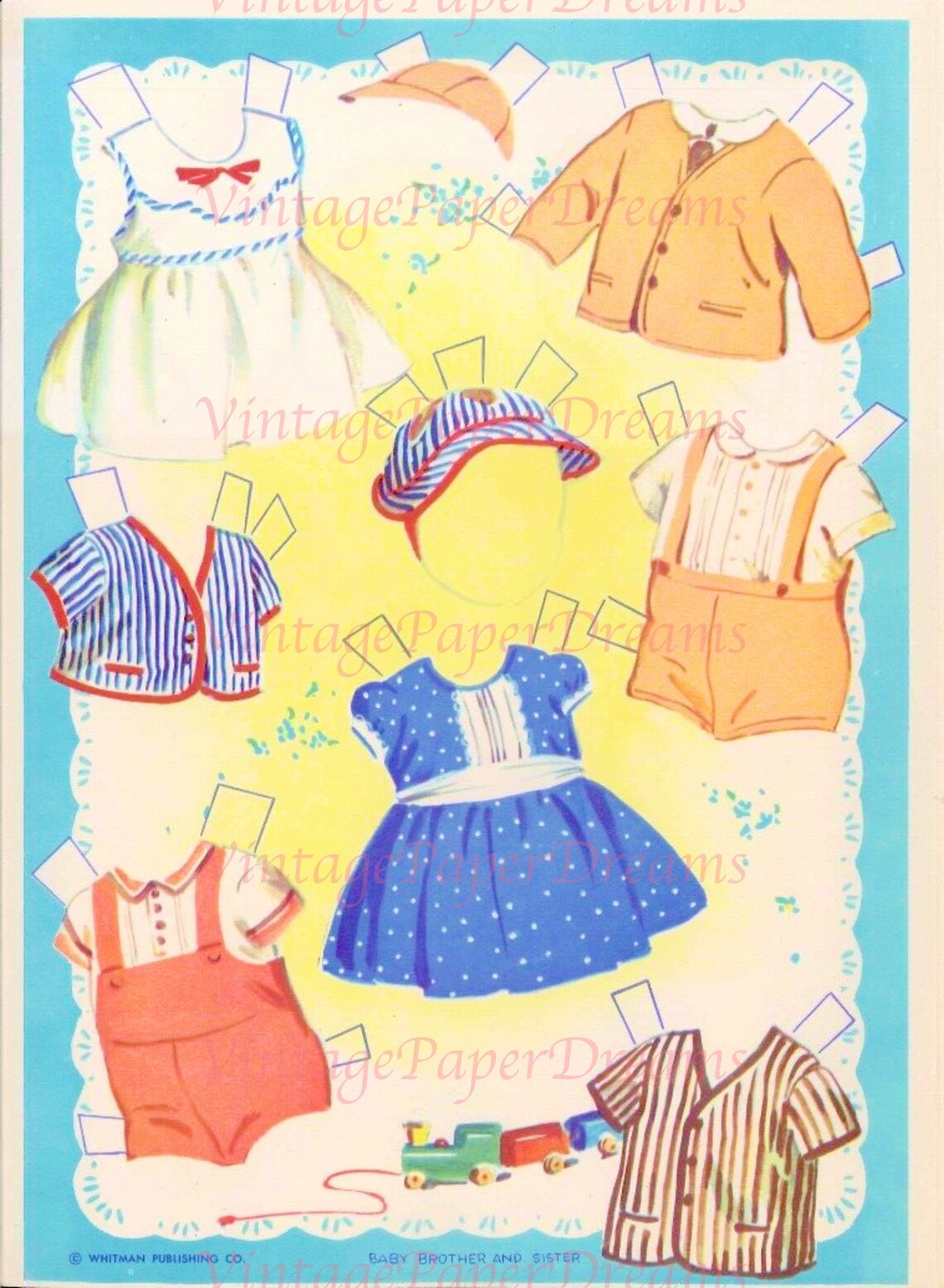 Vintage Paper Doll Printable PDF baby Sister Brother Paper - Etsy
