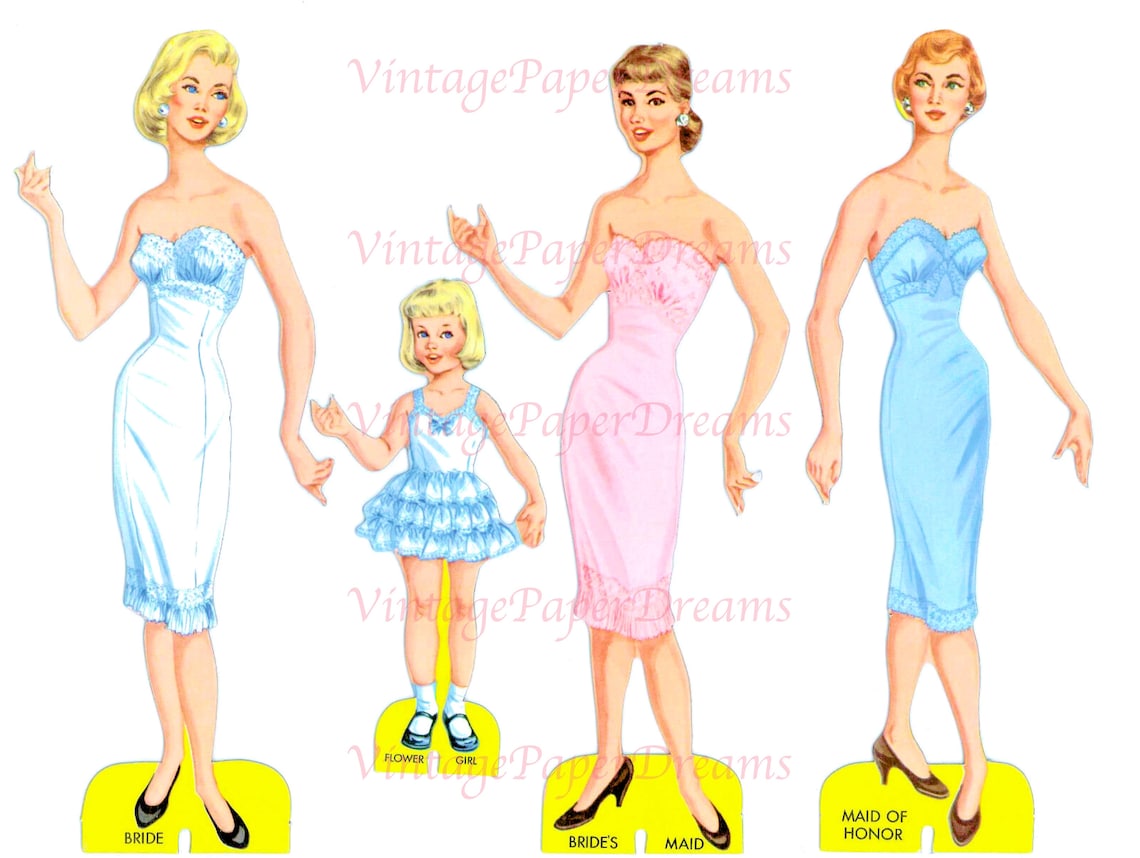 Vintage Paper Doll Printable PDF JPEG Wedding Paper Doll - Etsy