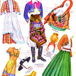 Vintage Paper Doll Printable PDF • latina Paper Dolls • 60s 1960s Paper ...