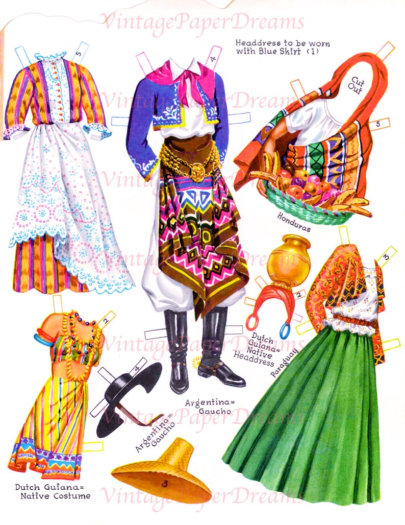 Vintage Paper Doll Printable PDF latina Paper Dolls 60s 1960s Paper ...