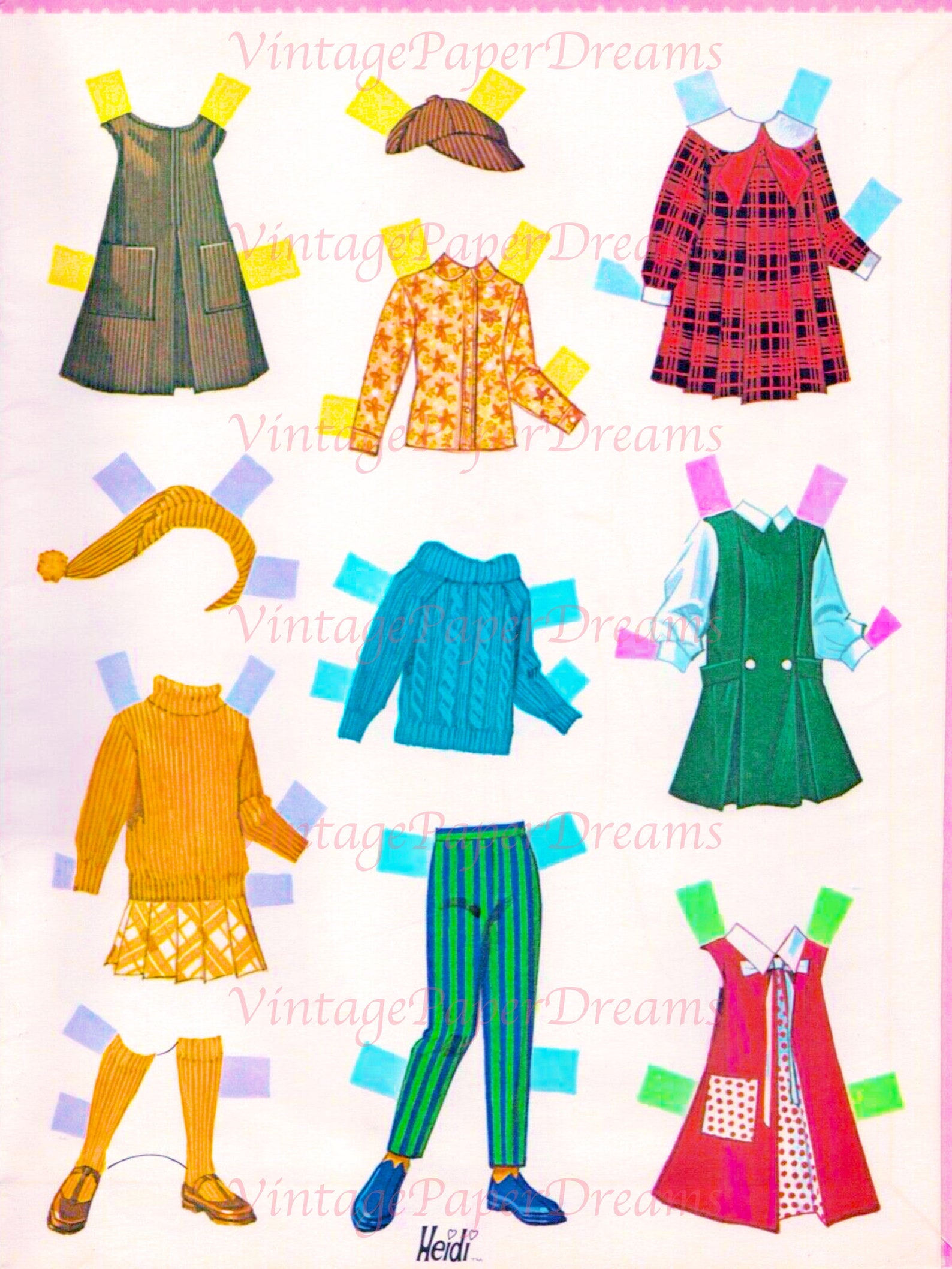 Vintage Paper Doll Printable PDF JPEG fairy Tale Heidi Paper Doll 60s ...