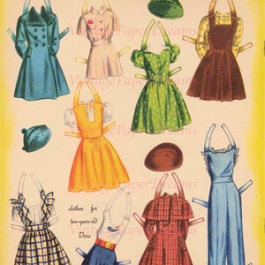 Vintage Paper Doll Printable PDF • Dora Paper Dolls JPEG • 50s 1950s ...