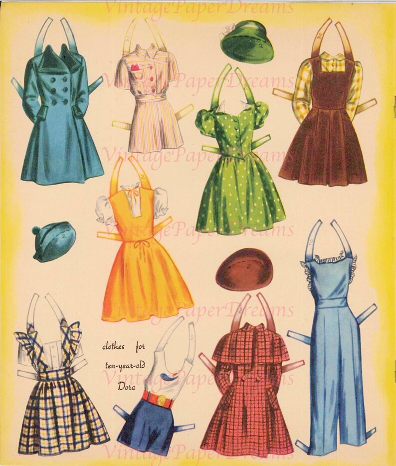 Vintage Paper Doll Printable PDF Dora Paper Dolls JPEG 50s 1950s Paper ...