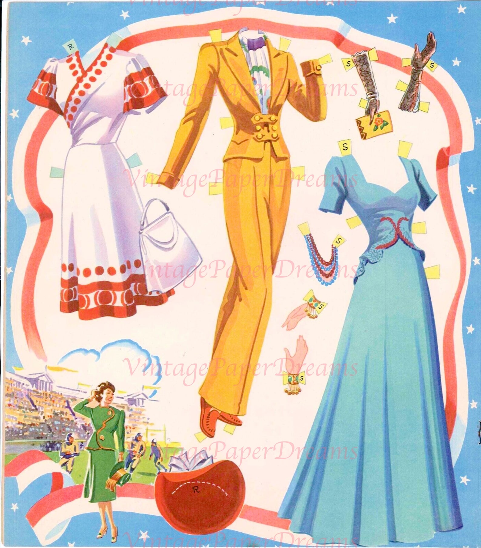 Vintage Paper Doll Printable PDF claudette Colbert Paper - Etsy