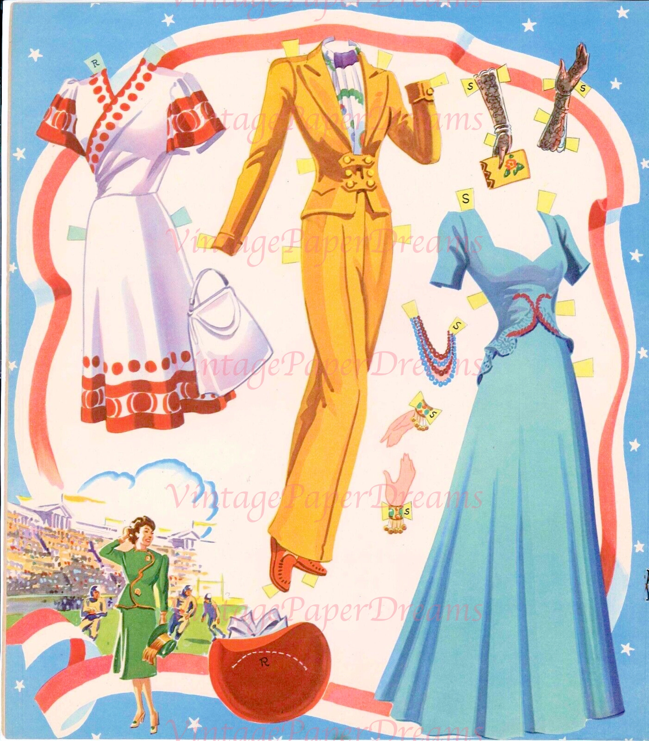 Vintage Paper Doll Printable PDF claudette Colbert Paper Doll 40s 1940s ...